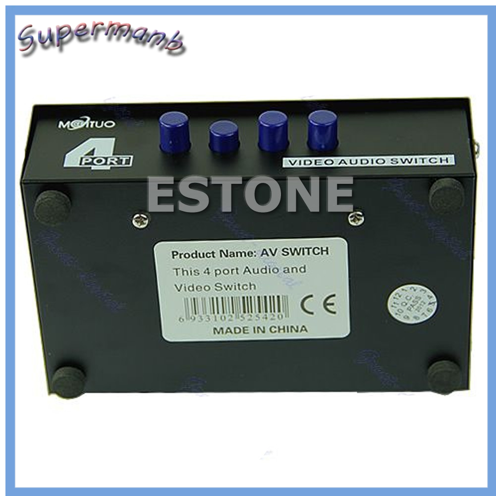 4 Port AV Video RCA 4 Input 1 Output Switcher Switch Selector Splitter ...