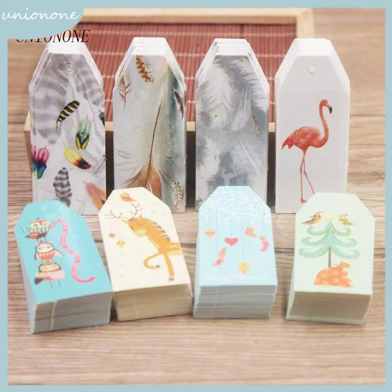 ONE 100x/Set Christmas Gift Tags Cute Print Hanging Tag Labels DIY ...
