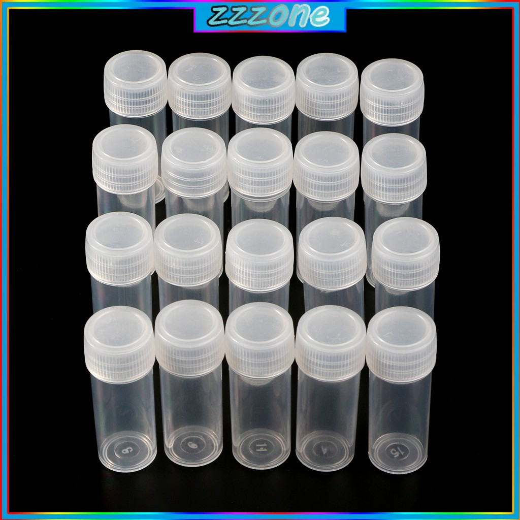 20Pcs 5ml Plastic Test Tubes Vials Sample Container Craft Screw Cap ...