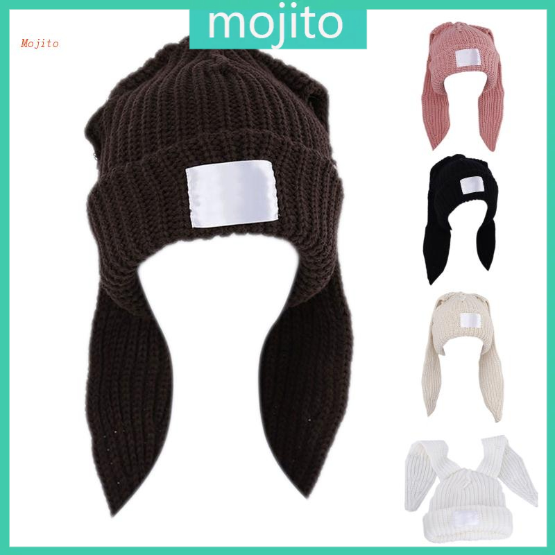 Mojito Rabbit Knit Hat Long Ear Hat Skullies Beanie Rabbit Ears Hat ...