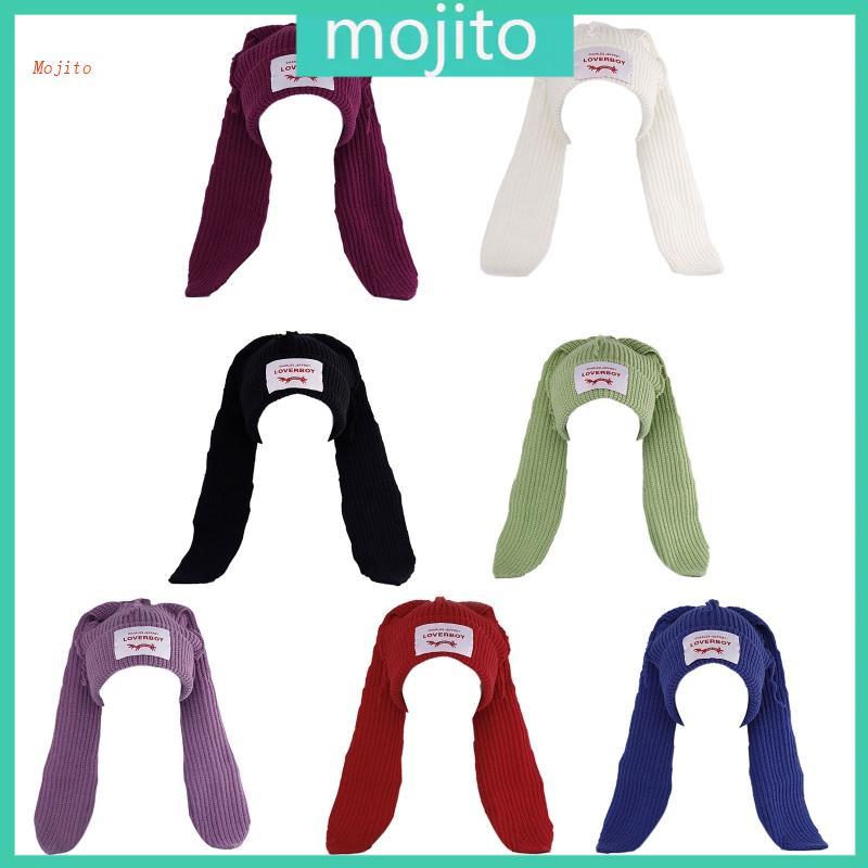 Mojito Crochet Knitted Hat Long Ear Hat Skullies Beanie Cute Bunny Hat ...
