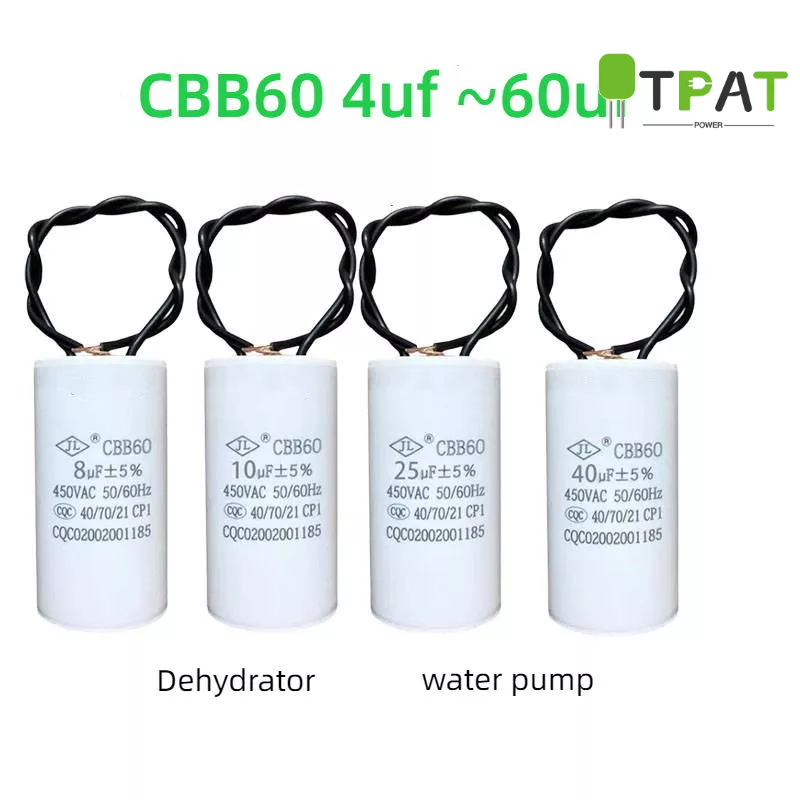 Cbb60 AC Motor Capacitor 4uf ～ 60uf 450VAC Water Pump Washing Machine ...