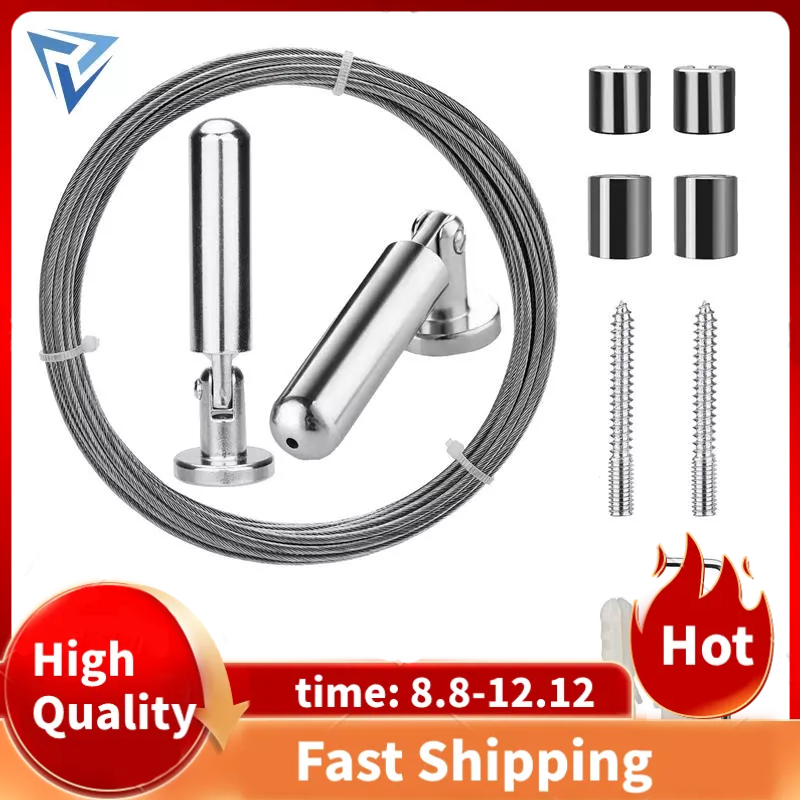 Wall Mount Curtain Wire Rod Set for Art Display - Stainless Steel Photo ...
