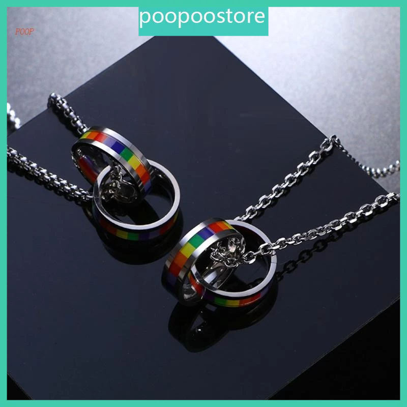 POOP Stainless Steel Love Pride Gay Lesbian Flag Pendant Necklace ...