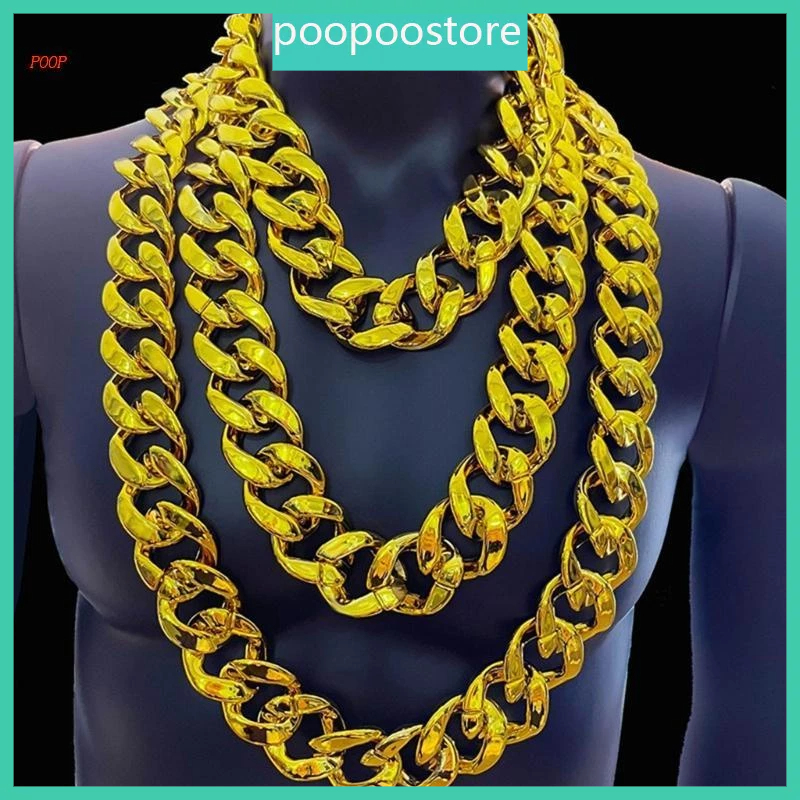POOP Big Chunky Necklace Rapper Fake Gold Chain 90s Hip Hop Gold ...