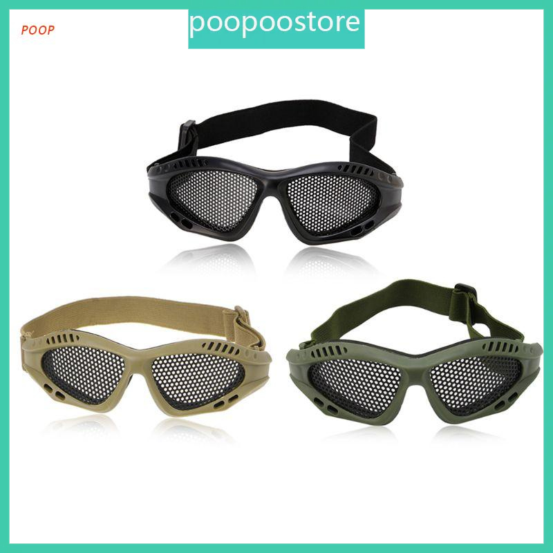 POOP Tactical Motorcycle Airsoft Eye Protection Goggles Anti Fog Mesh ...