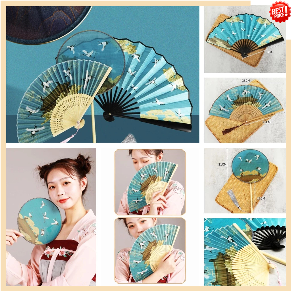 Hanfu Chinese Fan Ancient Style Auspicious Crane National Style Dance ...