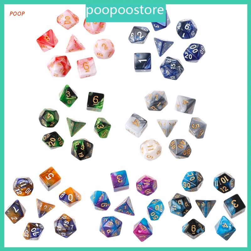 POOP 7pcs/Set Acrylic Polyhedral Dice For TRPG Board Game D4-D20 ... POOP 7pcs/Set Acrylic Polyhedral Dice For TRPG Board Game D4-D20 ...
