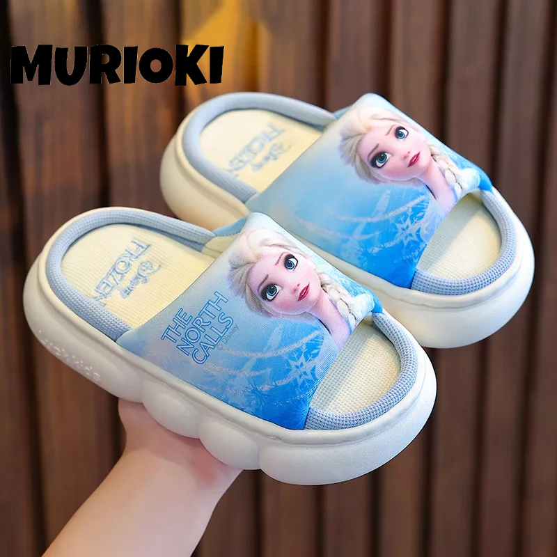 MURIOKI Elsa Flax Slippers for Kids Girls 2023 Newly Designed Cartoon ...
