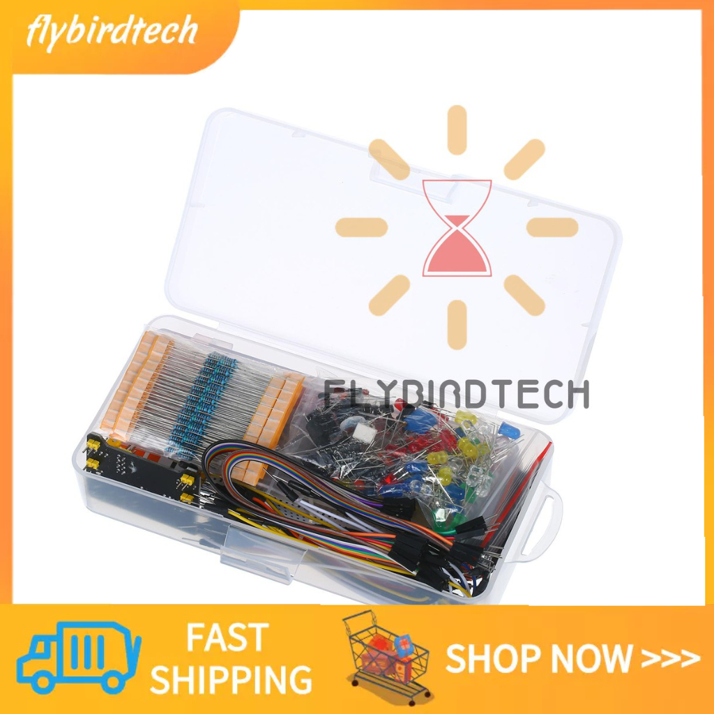 FLY 830 Breadboard Set Electronics Component Starter DIY Kit with Plastic Box Compatible with ...