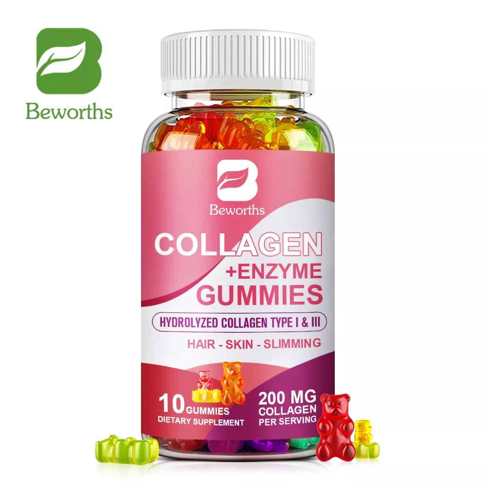 Beworths Collagen Enzyme Gummies Hydrolyzed Type I & Iii For Hair Skin ...
