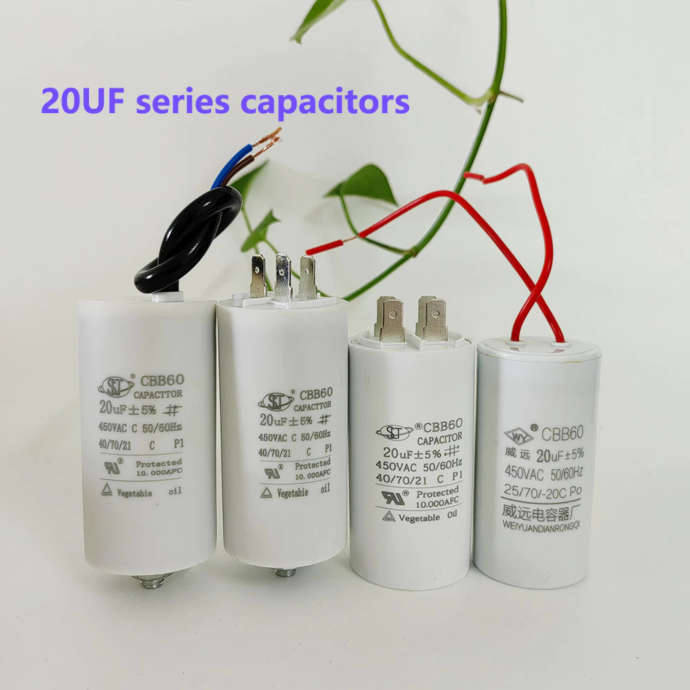 Cbb60 20UF 450VAC Double Wire/Bimetal Insert/Fixing Screw/AC Motor ...