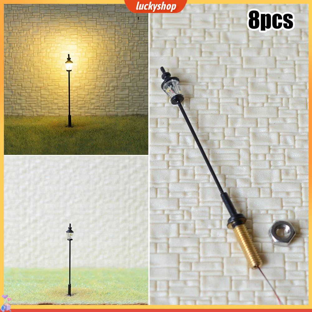 [LUSH] 8pcs 1:100 Model Miniature Street Lights Scale LEDs Railway ...