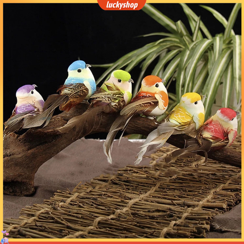 [LUSH] 6Pc Mini fake birds artificial foam feathers mini birds home ...