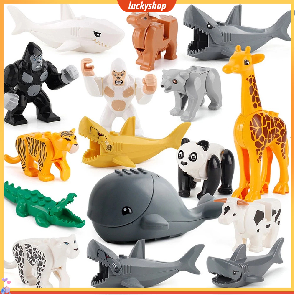 {LUSH} lego Minifigures Animal Building Blocks Crocodile Cow Shark ...
