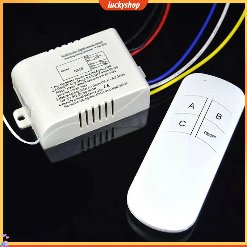 {LUSH} 1/2/3 Ways ON/OFF 220V Wireless Digital Lamp Light RF Remote ...