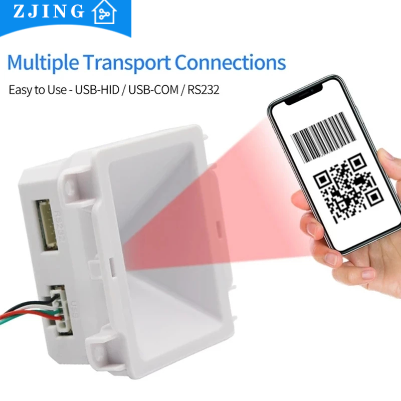 2D Barcode Scanner Bar QR Code Reader USB RS232 Interface Embedded Mounted Reader for Multiple ...