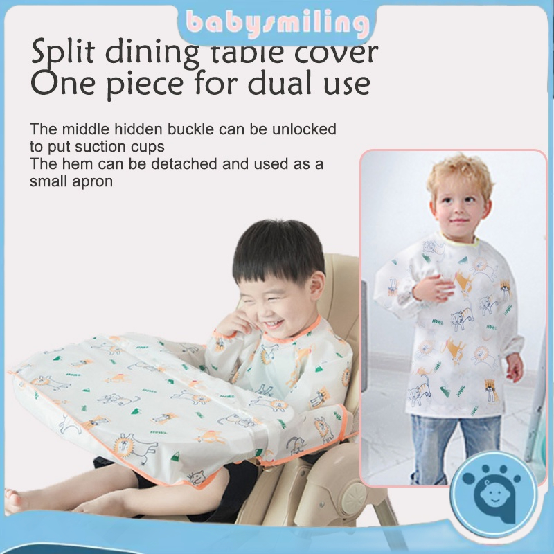2 In 1 BLW Coverall Bib High Chair Cover-all Bib Baby Feeding Bib, Long ...
