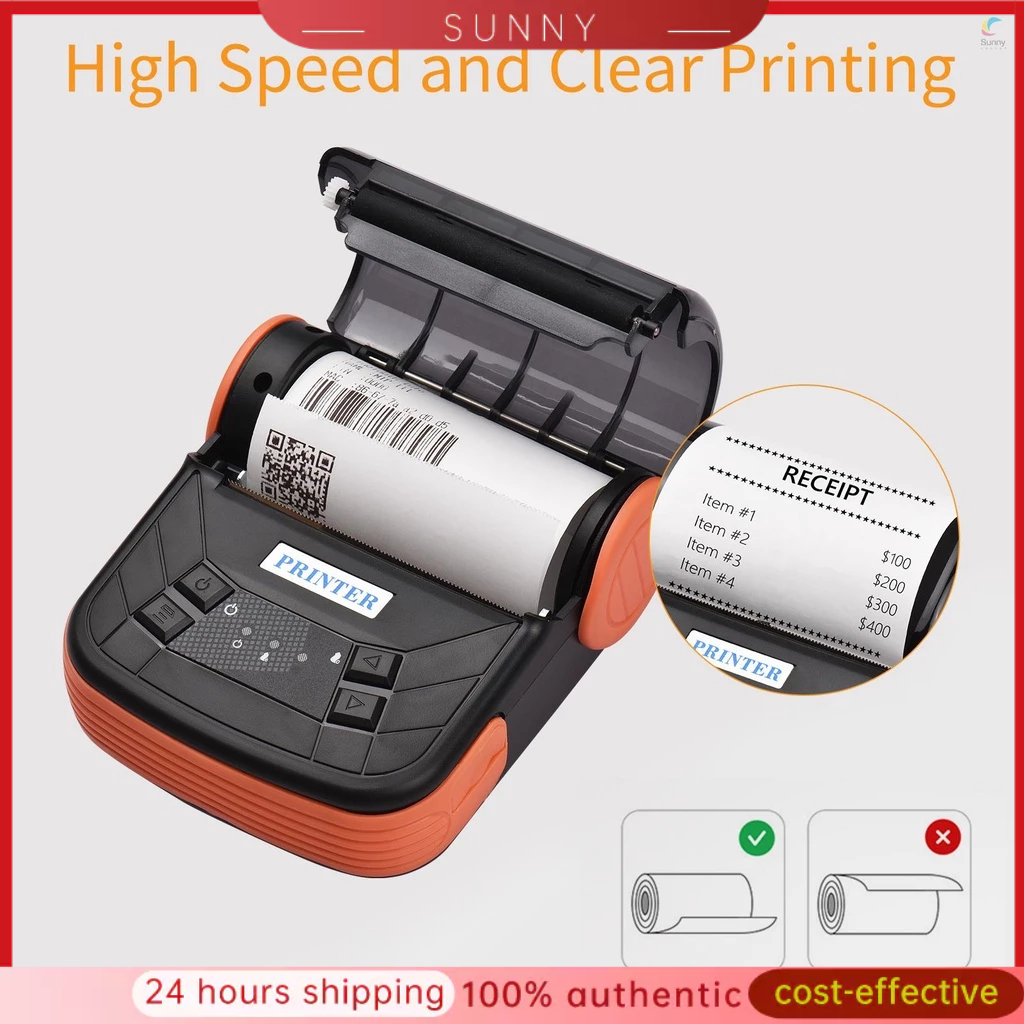 SUNNY Portable 80mm Receipt Printer Wireless BT Thermal Receipt Printer Mobile Bill Printer ...