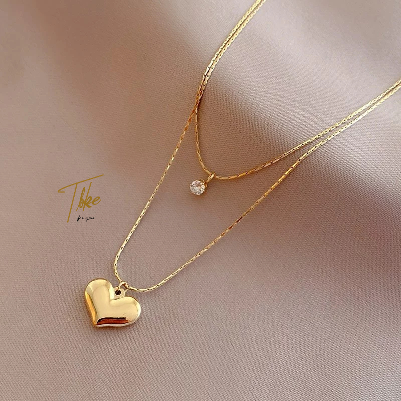 Tala 18K Gold Inspired -Double layered love zircon necklace Accessories ...