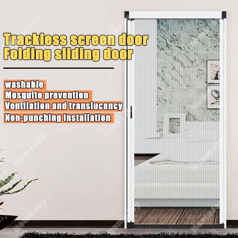 Trackless screen door anti-mosquito folding sliding door invisible ...