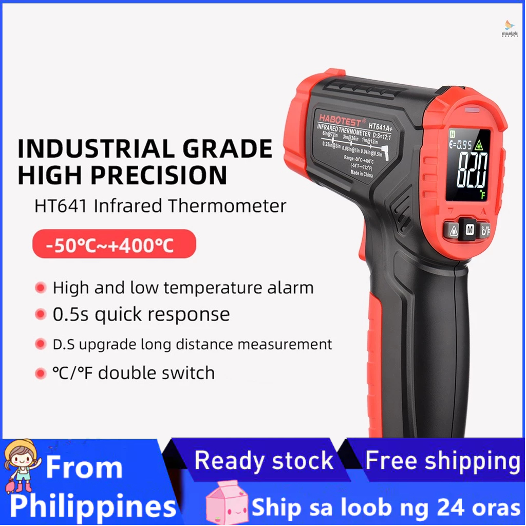 HABOTEST HT641A+ Infrared Thermometer -58~752℉ Non-contact Digital ...
