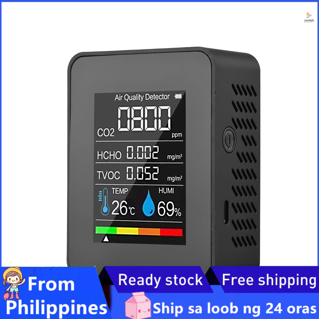 Portable Air Quality Monitor Indoor CO2 Detector 5 in 1 Formaldehyde ...