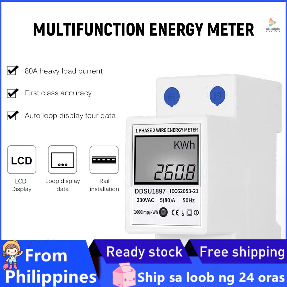 Digital Electric Energy Meter Single Phase DIN Rail Electricity Meter ...