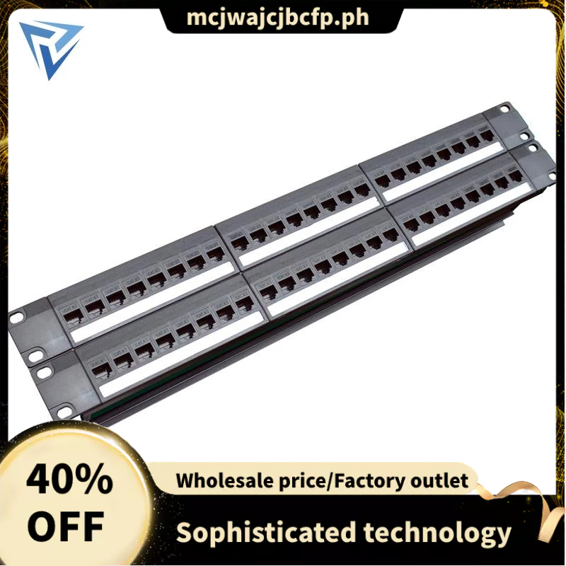 19Inch 1U Cabinet Rack Pass-Through 24 Port CAT6 Patch Panel RJ45 Cable ...