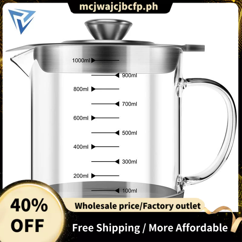 Transparent Glass Oil Filter Pot with Scale Kitchen Oil Separator Home ...