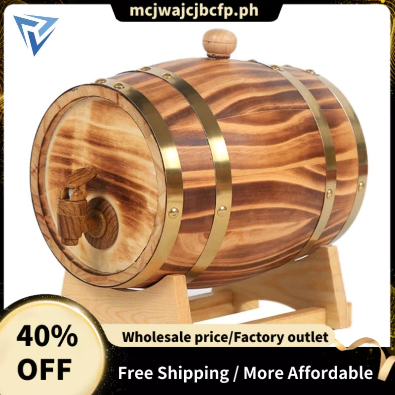 Oak Barrel, 1.5 L / 3 L Oak Storage Barrel Built-in Foil Liner to Store Your Own Whiskey, Beer ...