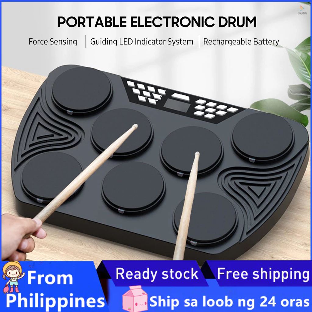 [In Stock] Multifunction Portable Electronic Drum Set 7 Velocity ...