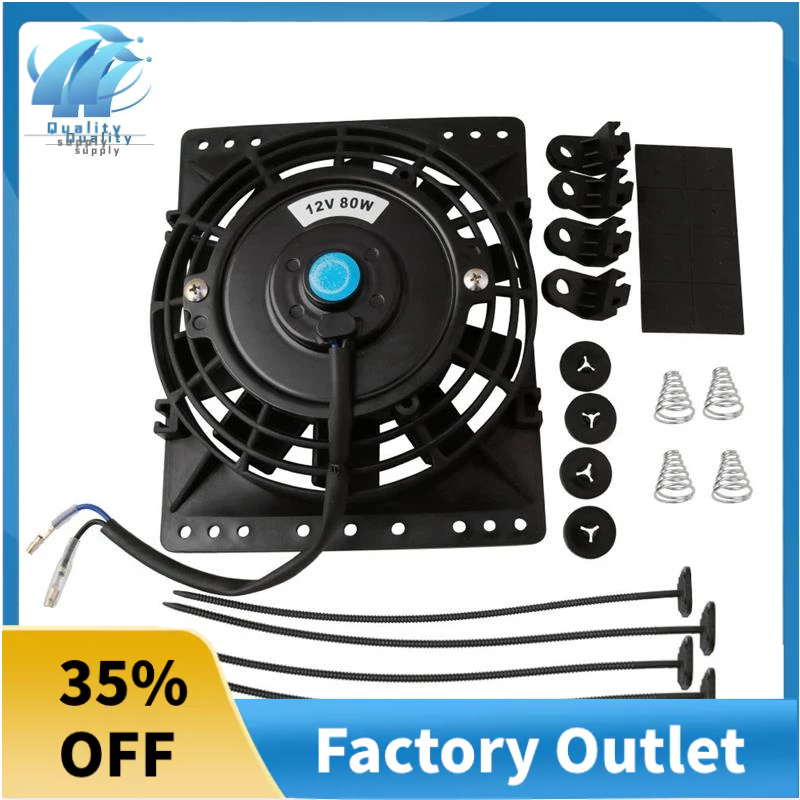 6 Inch Slim 650CFM Radiator Cooling Fans Universal Slim Pull Push 12V 80W Direct Replacement ...