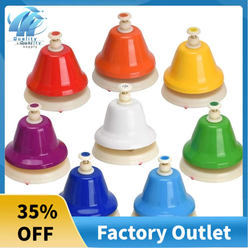 Desk Bells, 8 Notes Diatonic Metal Hand Bells, Rainbow Music Bells ...