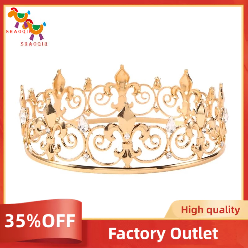 Royal King Crown for Men - Metal Prince Crowns and Tiaras, Full Round ...
