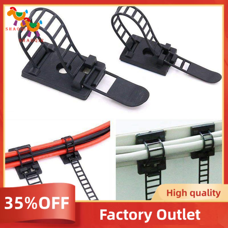 50Pcs 2 Sizes Adjustable Self-Adhesive Nylon Cable Straps Cable Ties ...