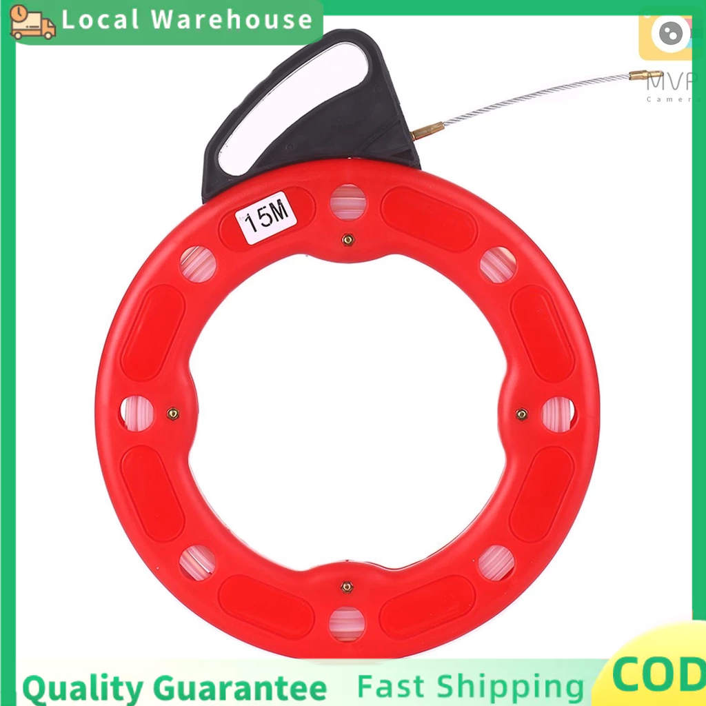 15M Fiberglass Fish Tape Reel Puller Conductive Electrical Cable Puller ...