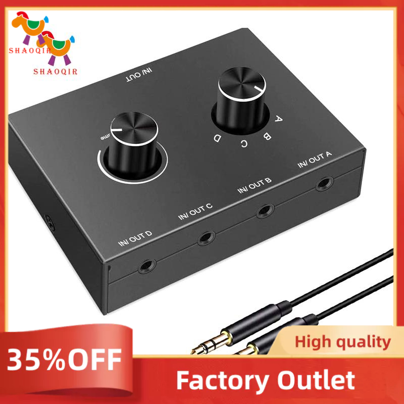 4 Port Audio Switch, 3.5mm Audio Switcher, Stereo AUX Audio Selector, 4 ...