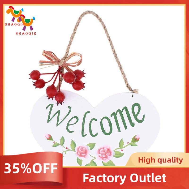 Door Hanging Plaque Welcome Pattern Home Wall Decor Handmade Wooden ...