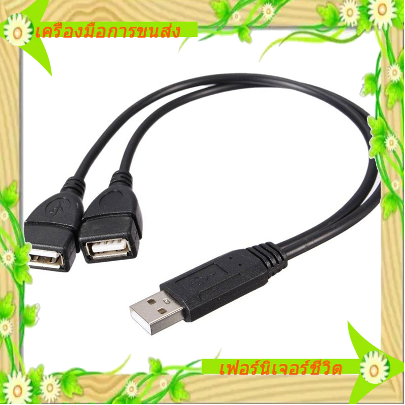 USB 2.0 A Male To 2 Dual USB Female Jack Y Splitter Hub Power Cord ...