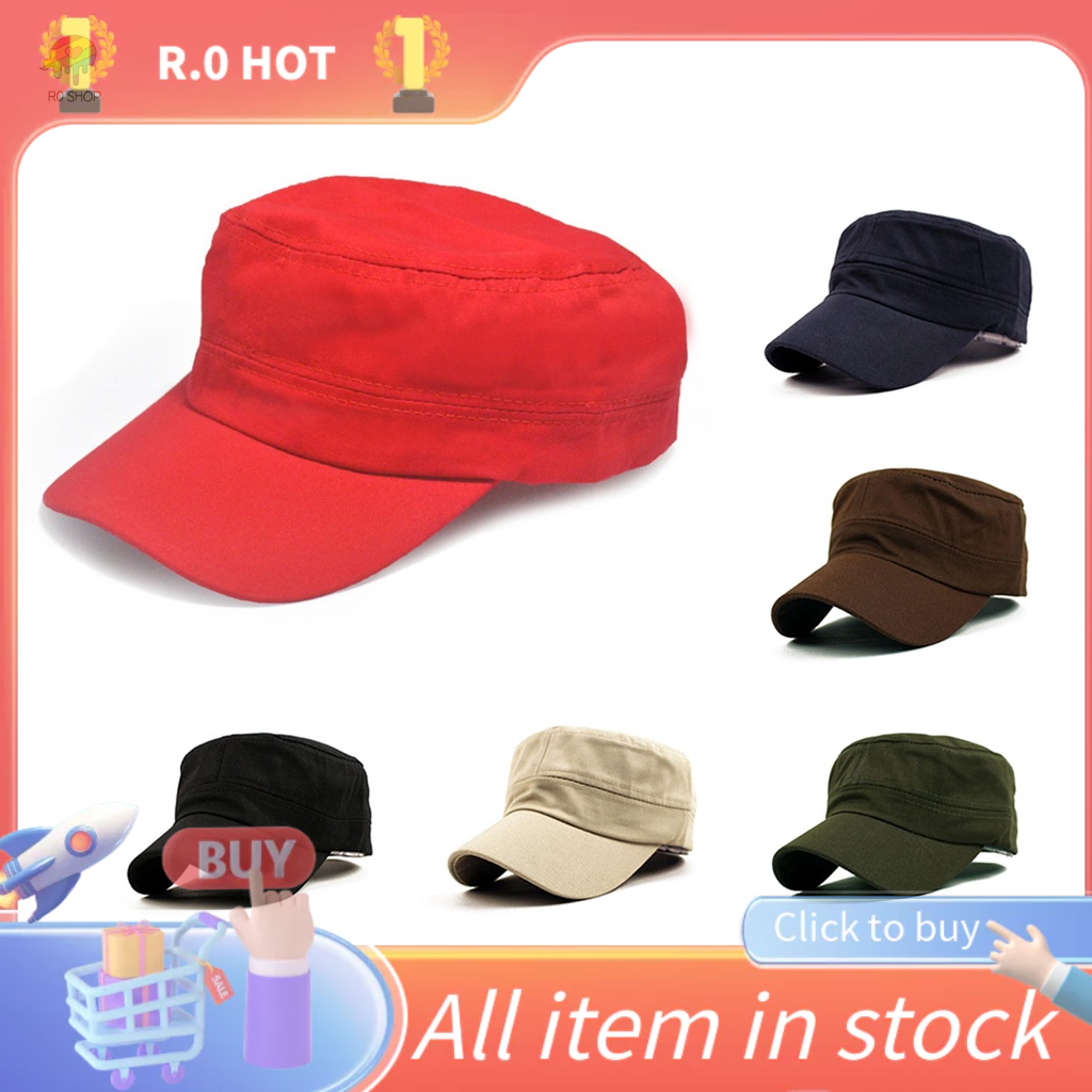 Stylish Plain Military Army Cap Castro Cadet Patrol Cap Hat Adjustable ...