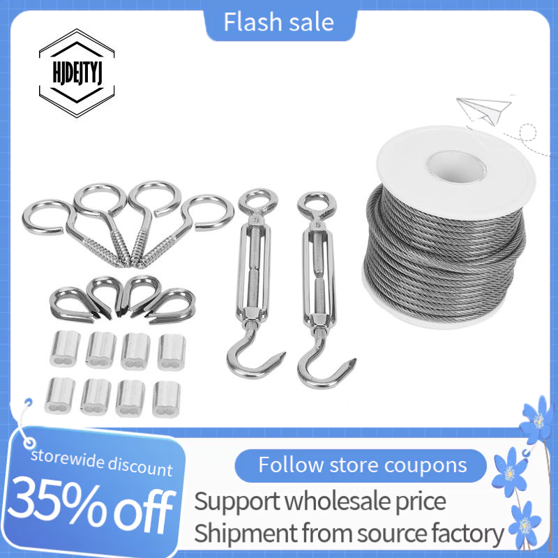Garden Wire Rope/Outdoor String Light Suspension Kit,15M 3mm Stainless ...