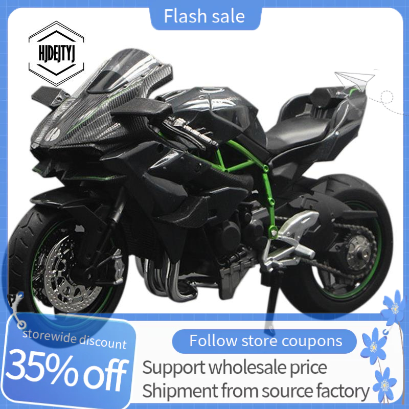 1:12 H2 R Motorcycle Diecast Alloy el Toy Black Ninja H2R Motorbike ...