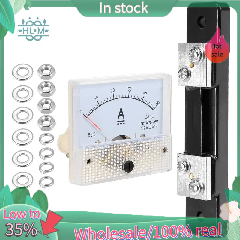 DC 0-50A Analog Amp Meter Ammeter Current Panel + 50A 75mV Shunt ...