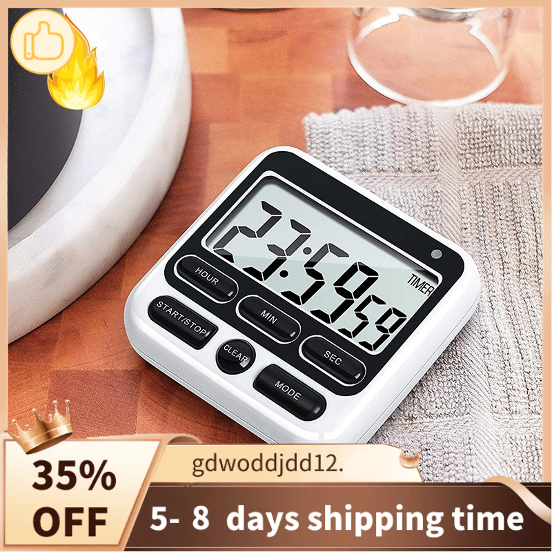 Superior Digital Kitchen Timer with Mute/Loud Alarm Switch ON/OFF Switch, 12 Hour Clock & Alarm ...