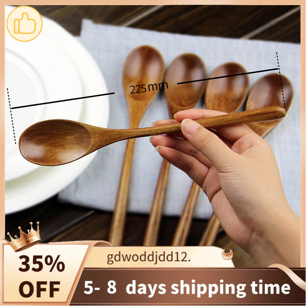 Superior Spoons Wooden Soup Spoon 5 Pieces Eco Friendly Tableware ...
