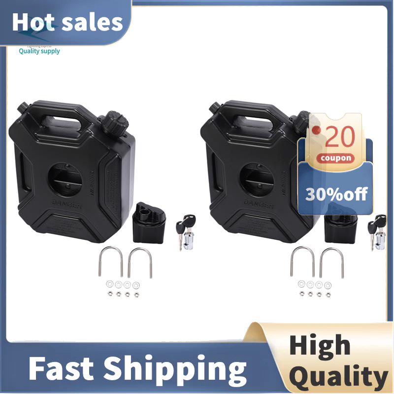 2X 5L Liters Black Fuel Tank Can Car Motorcycle Spare Petrol Oil Tank ...