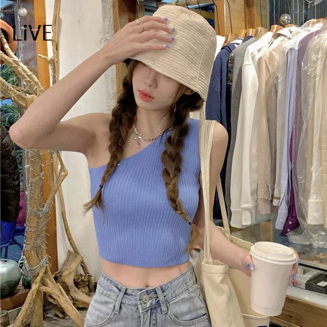 Camisole Women's Inner Wear Sexy Sloping Shoulder Off-shoulder Short ...