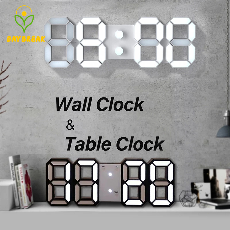 LED 3D Digital Clock Table Alarm Clock Digital Clock Wall Alarm Clock ...