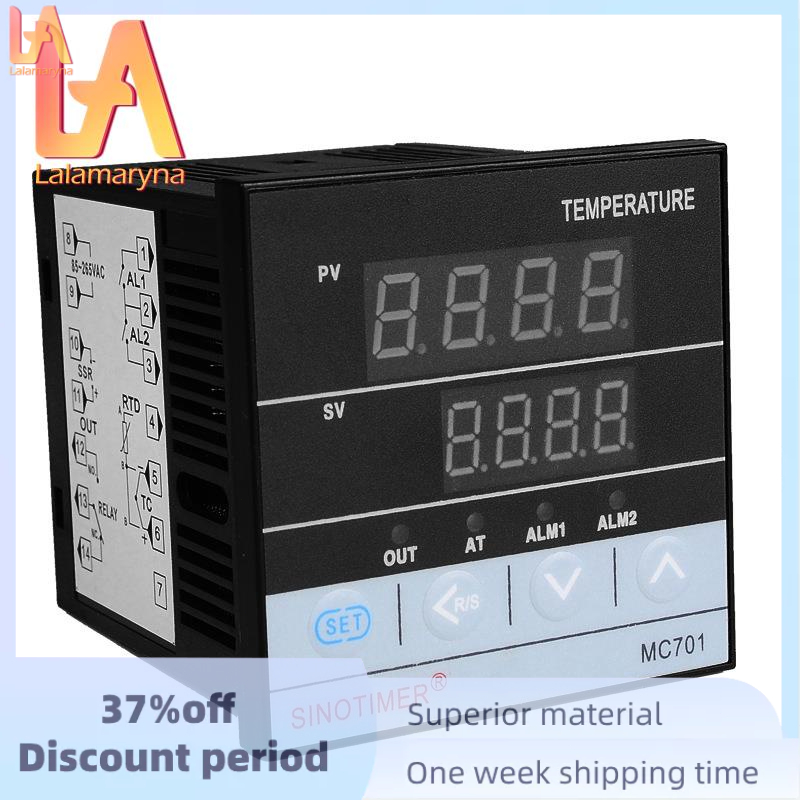 SINOTIMER MC701 Digital PID Temperature Controller Waterproof K Type PT100 Sensor Input Relay ...
